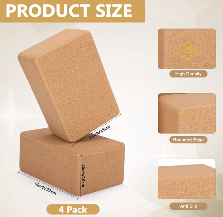 Natural Cork Yoga Eco Friendly High Density Brick Cork Fitness Block ...