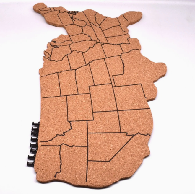 Natural Premium Us Map Cork Bulletin Boards for Walls Cork Map - SENMENG