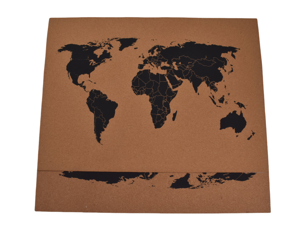 World Map Bulletin Memo Cork board World Map Design with Push Pins for ...