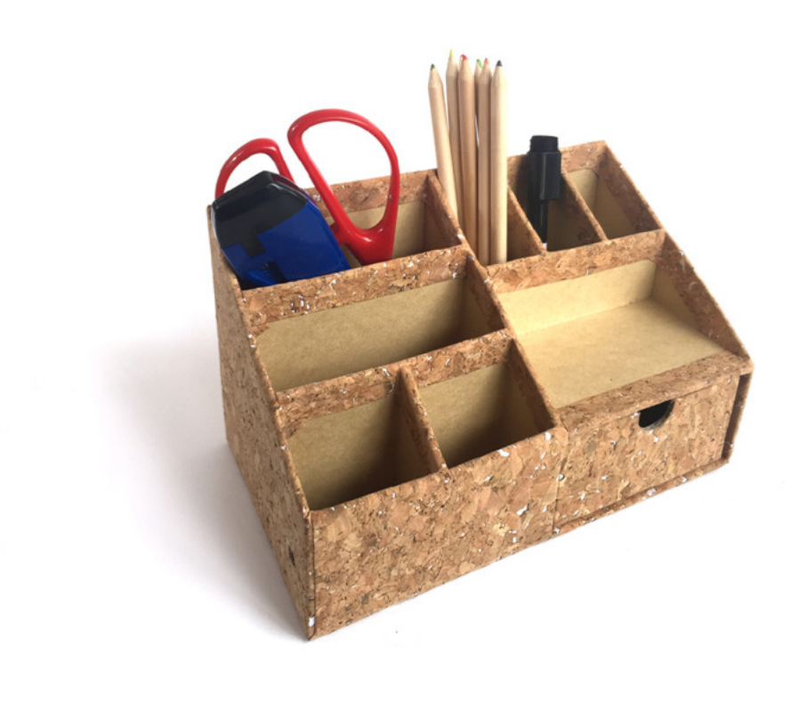 Cork Desk Organizer Set With Cork Fabric Stationery Storage Office ...