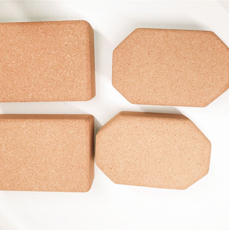 Multi-Angled Cork Yoga Bricks Block Round Edges Slip Resistance Stable ...