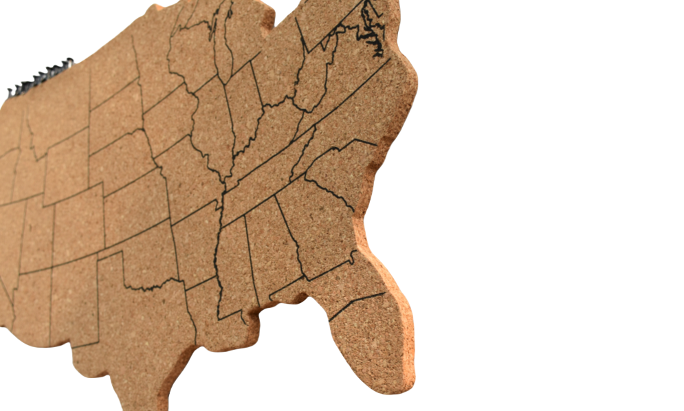 USA Map Cork Board With 10 Push Pins Travel Map Cork Bulletin Board ...